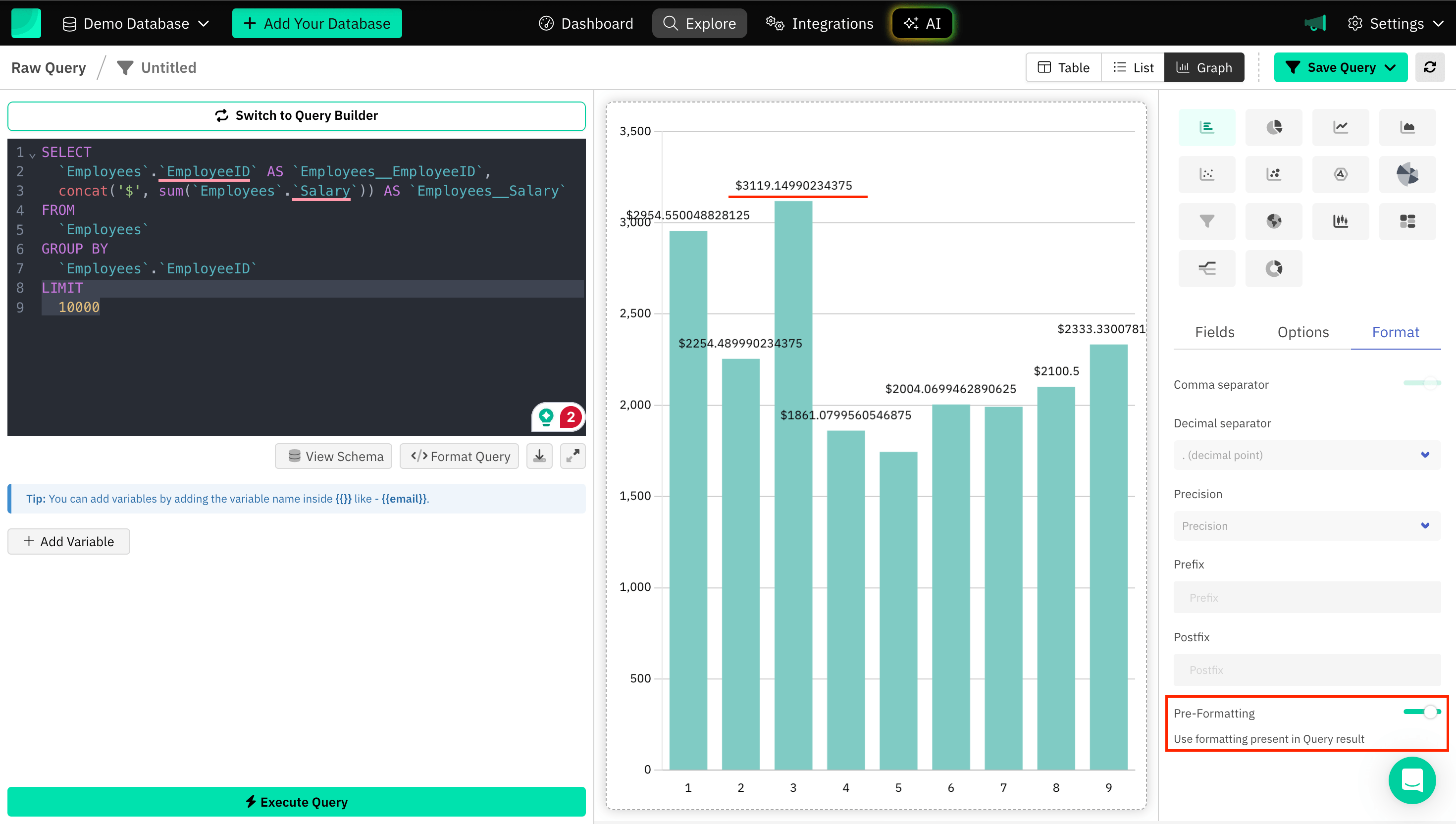 SQL data visualization